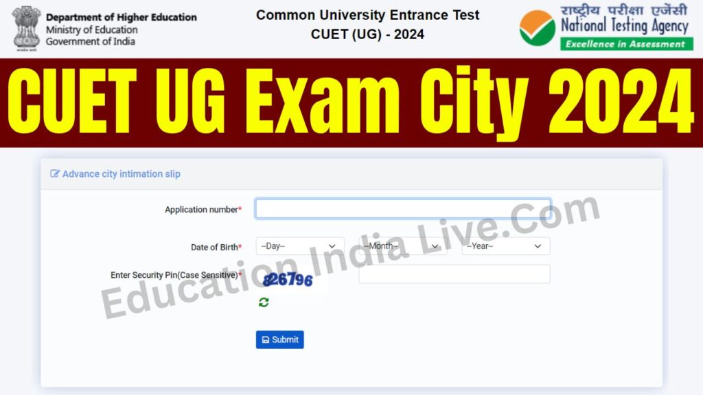 CUET UG City Intimation Slip 2024 Download: यहां से चेक करें सीयूईटी ...