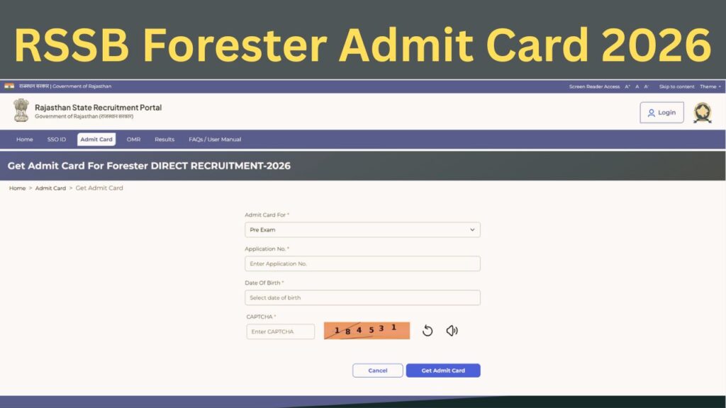 Rajasthan Forester Admit Card 2026 Download Link: वनपाल के प्रवेश पत्र ...